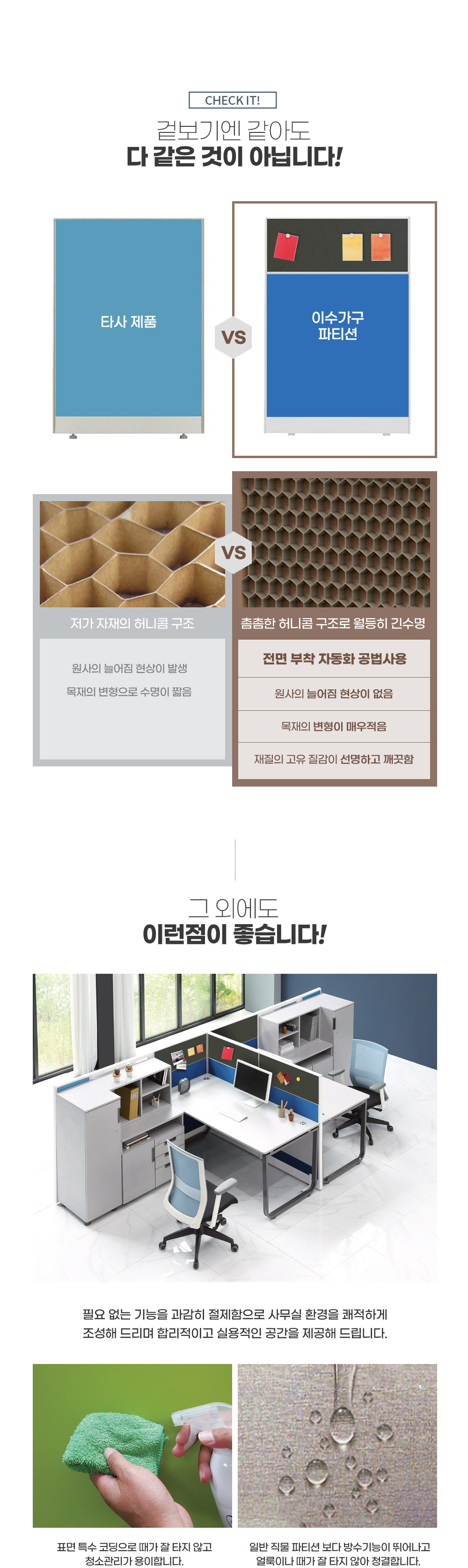 45T 마그네틱파티션 [H1460/3단] PVC 상부유리 + 자석보드 /*우드파티션