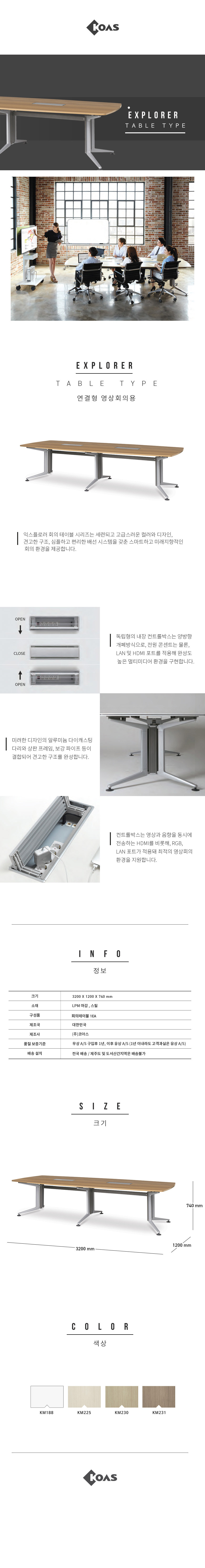 [코아스] INSIGHT 연결형 3200 회의테이블 KIST3201